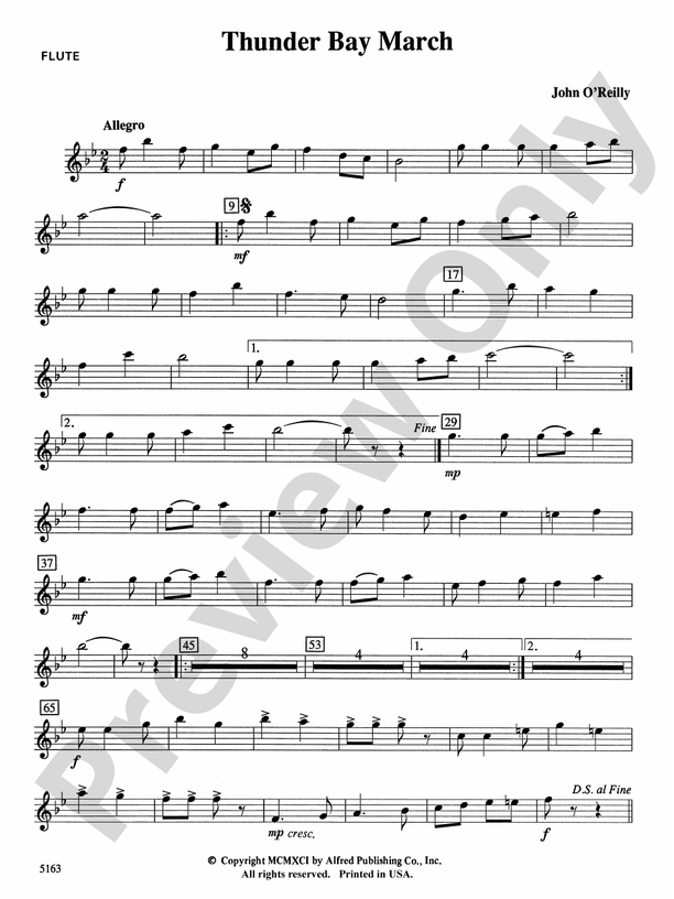 Thunder Bay March: Flute: Flute Part - Digital Sheet Music Download