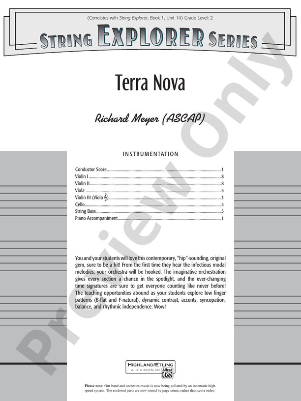 Terra Nova: Score: String Orchestra Score - Digital Sheet Music Download
