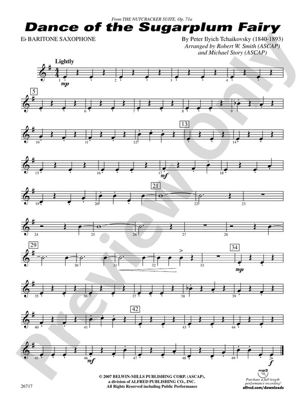 Dance of the Sugar Plum Fairy: E-flat Baritone Saxophone: E-flat Baritone Saxophone Part ...