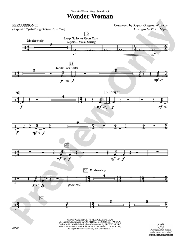 Wonder Woman: From the Warner Bros. Soundtrack: 2nd Percussion: 2nd ...