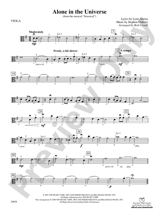 Alone in the Universe (from Seussical the Musical): Viola: Viola Part ...