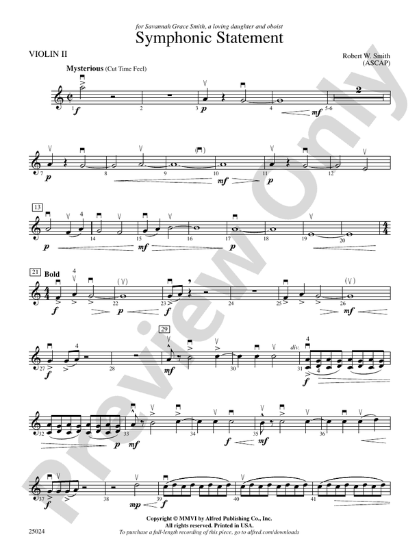 Symphonic Statement: 2nd Violin: 2nd Violin Part - Digital Sheet Music Download