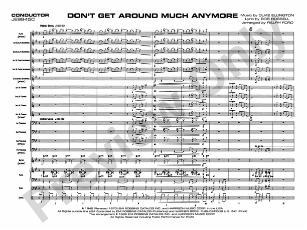 Don't Get Around Much Anymore: Score: Jazz Ensemble Score - Digital ...