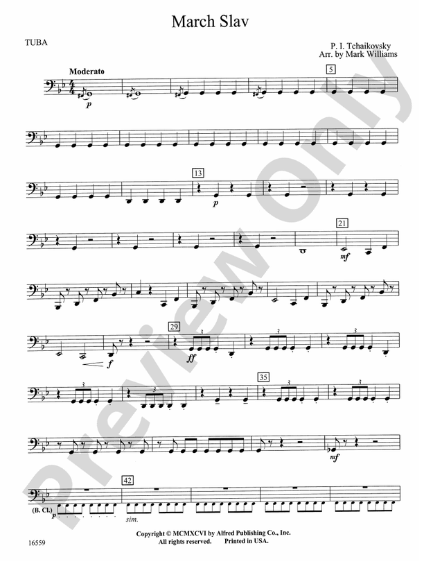 March Slav: Tuba: Tuba Part - Digital Sheet Music Download