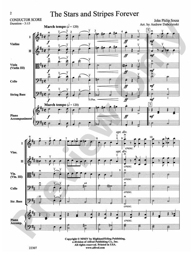 The Stars and Stripes Forever: Score: String Orchestra Score - Digital ...