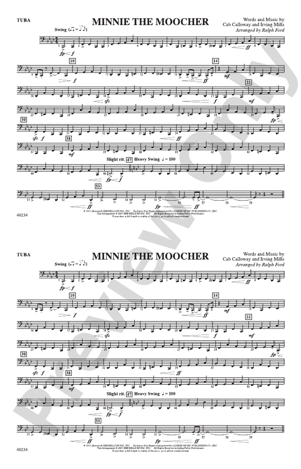 Minnie the Moocher: Tuba: Tuba Part - Digital Sheet Music Download