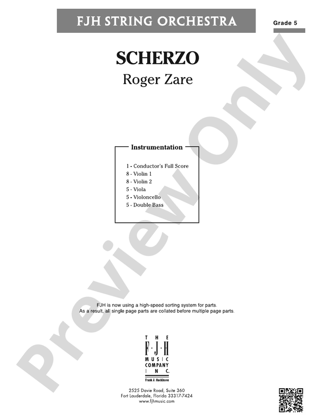 Scherzo: Score: String Orchestra Score: Roger Zare - Digital Sheet ...
