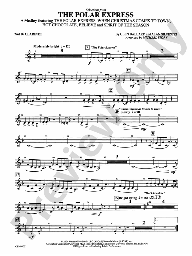 The Polar Express, Selections from: 2nd B-flat Clarinet: 2nd B-flat Clarinet Part - Digital ...