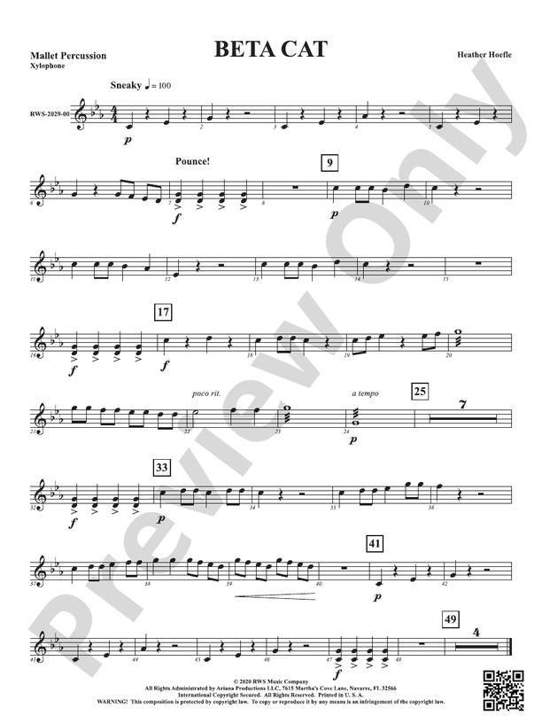 Beta Cat: 1st Mallet Percussion: 1st Mallet Percussion Part: Heather ...