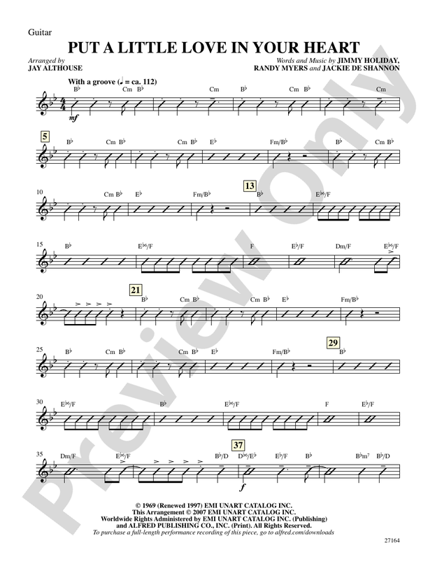Put a Little Love in Your Heart: Guitar: Guitar Part - Digital Sheet ...