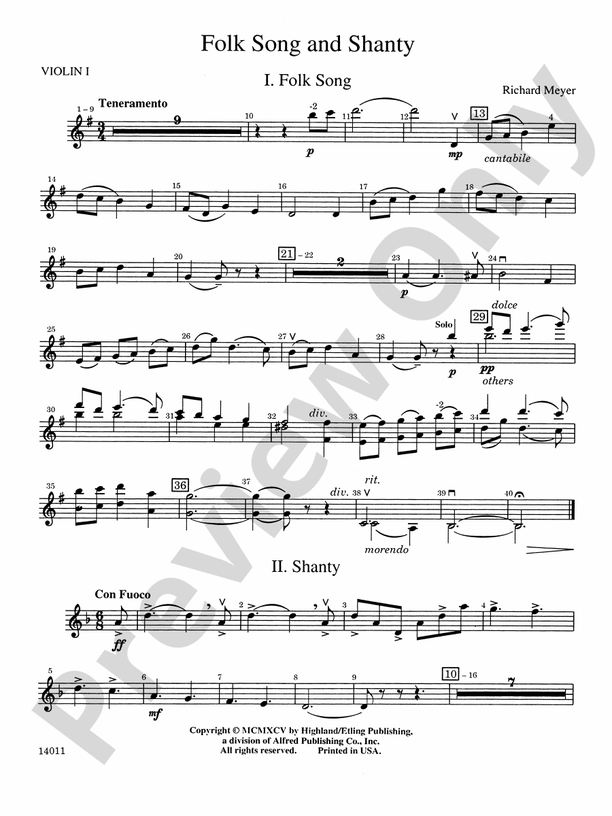 Folk Song and Shanty: 1st Violin: 1st Violin Part - Digital Sheet Music ...