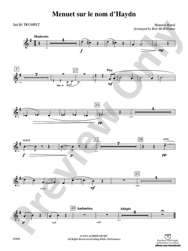 Menuet sur le nom d'Haydn: 2nd B-flat Trumpet: 2nd B-flat Trumpet Part ...