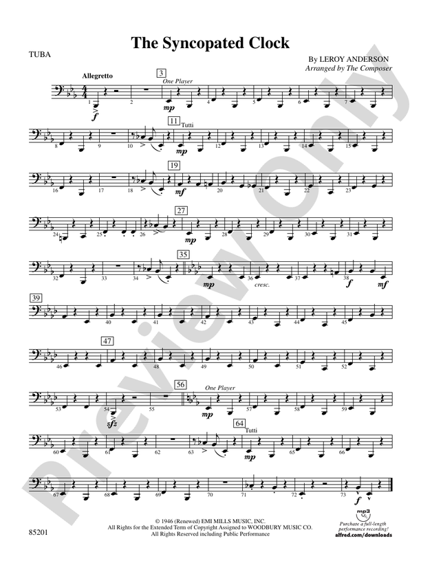 The Syncopated Clock: Tuba: Tuba Part - Digital Sheet Music Download