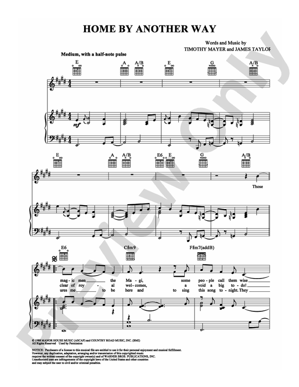 Home By Another Way: Piano/Vocal/Chords: James Taylor - Digital Sheet ...