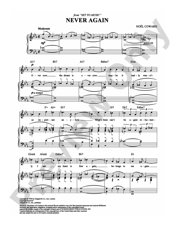 Never Again: Piano/Vocal/Chords: Noel Coward - Digital Sheet Music Download