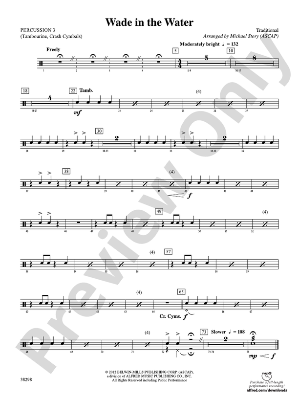 Wade in the Water: 3rd Percussion: 3rd Percussion Part - Digital Sheet ...
