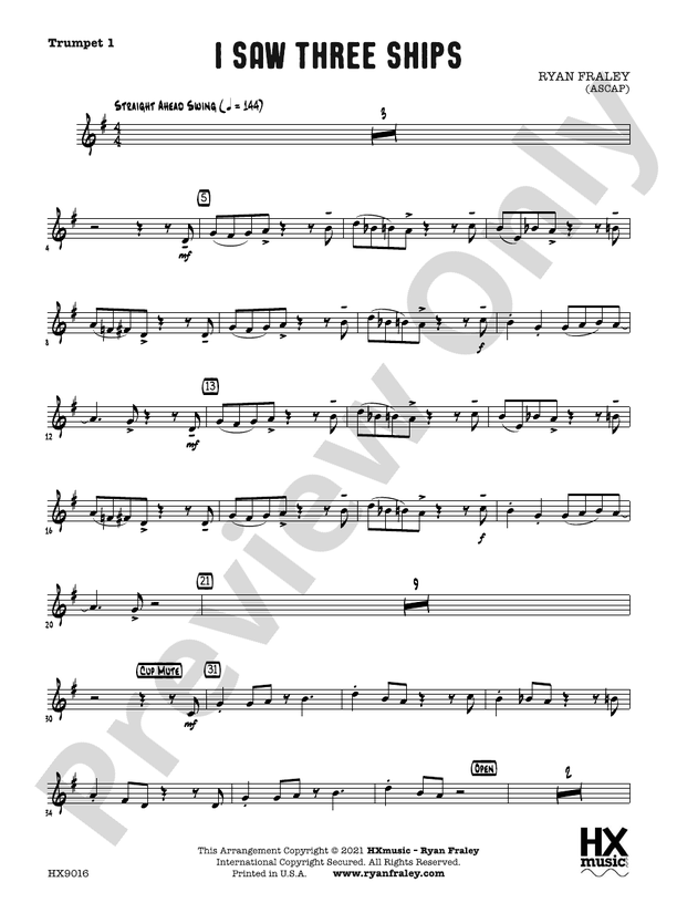I Saw Three Ships: B-flat Trumpet 1: B-flat Trumpet 1 Part - Digital ...