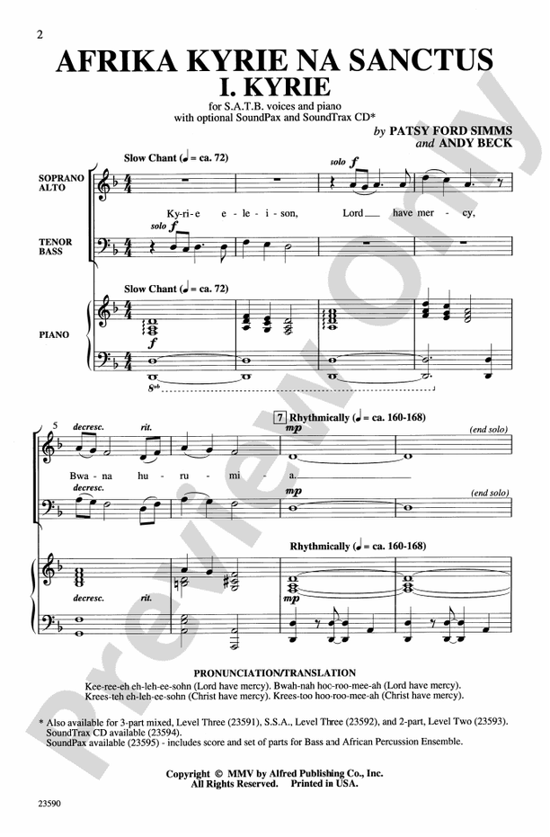 Afrika Kyrie na Sanctus: SATB Choral Octavo: Andy Beck - Digital Sheet ...
