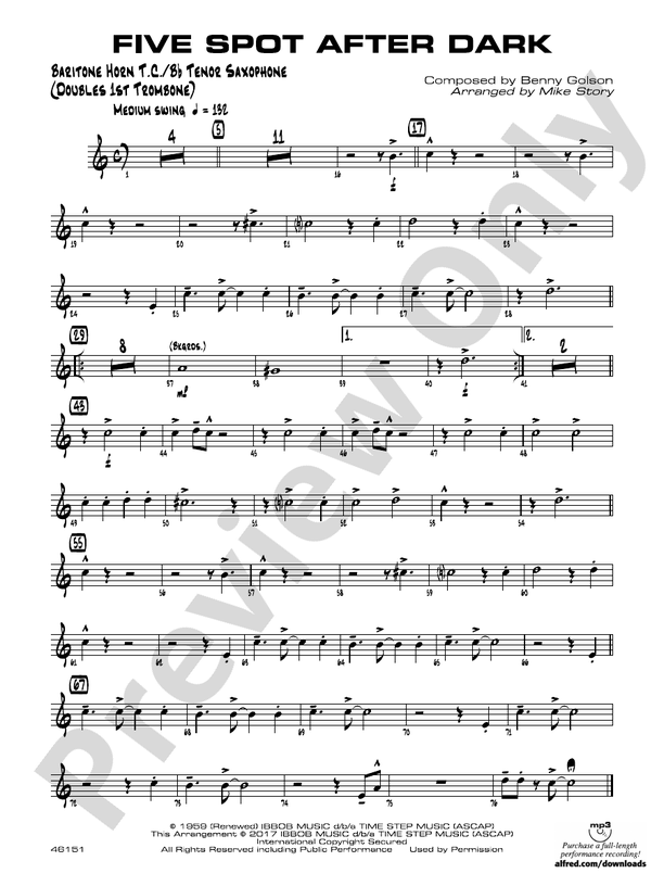Five Spot After Dark: Baritone T.C.: Baritone T.C. Part - Digital Sheet Music Download