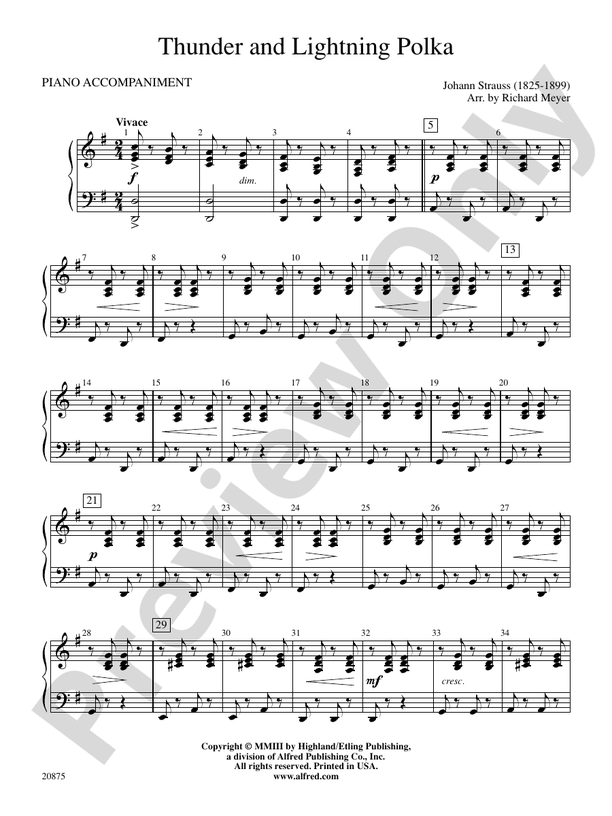 Thunder and Lightning Polka: Piano Accompaniment: Piano Accompaniment ...