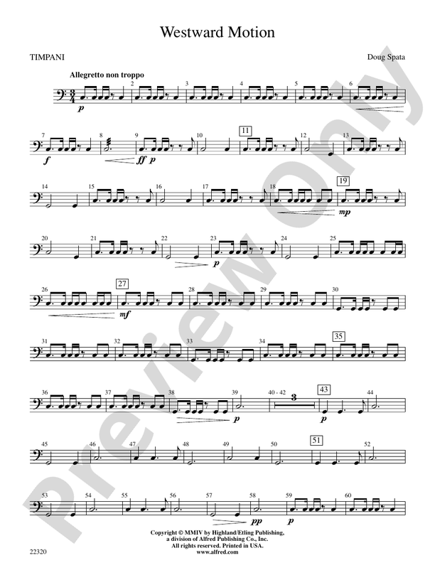 Westward Motion: Timpani: Timpani Part - Digital Sheet Music Download