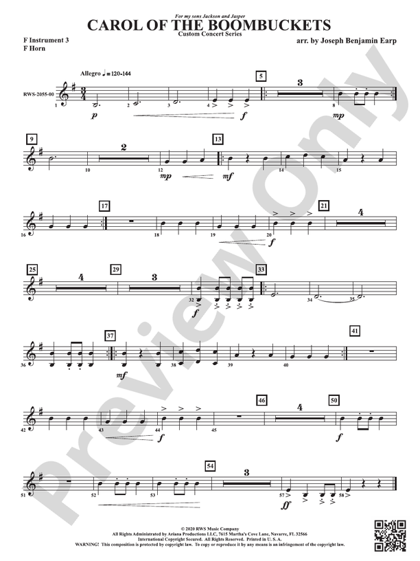 Carol of the Boombuckets: Part 3 - F Instruments: Part 3 - F ...