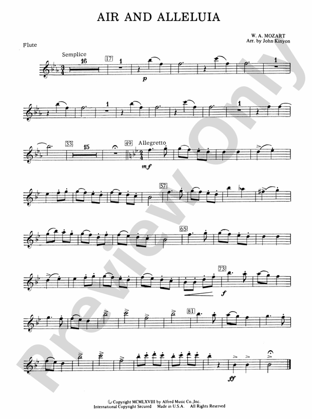 Air and Alleluia: Flute: Flute Part - Digital Sheet Music Download