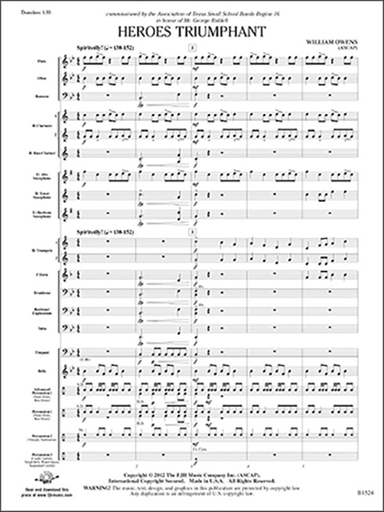 Heroes Triumphant: Concert Band Conductor Score: William Owens | Sheet ...