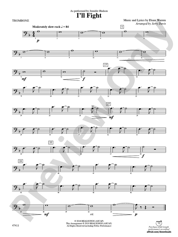 I'll Fight: 1st Trombone: 1st Trombone Part - Digital Sheet Music Download
