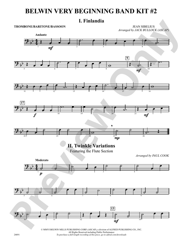 Belwin Very Beginning Band Kit #2: 1st Trombone: 1st Trombone Part ...