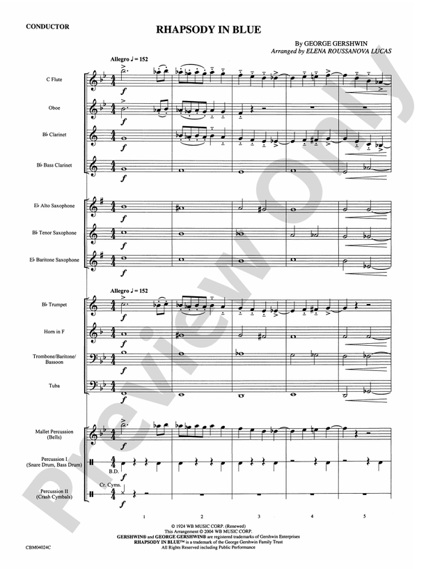 Rhapsody in Blue™: Score: Concert Band Score - Digital Sheet Music Download