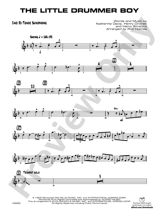 The Little Drummer Boy: 2nd B-flat Tenor Saxophone: 2nd B-flat Tenor ...