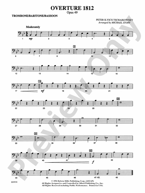 Overture 1812: 1st Trombone: 1st Trombone Part - Digital Sheet Music ...