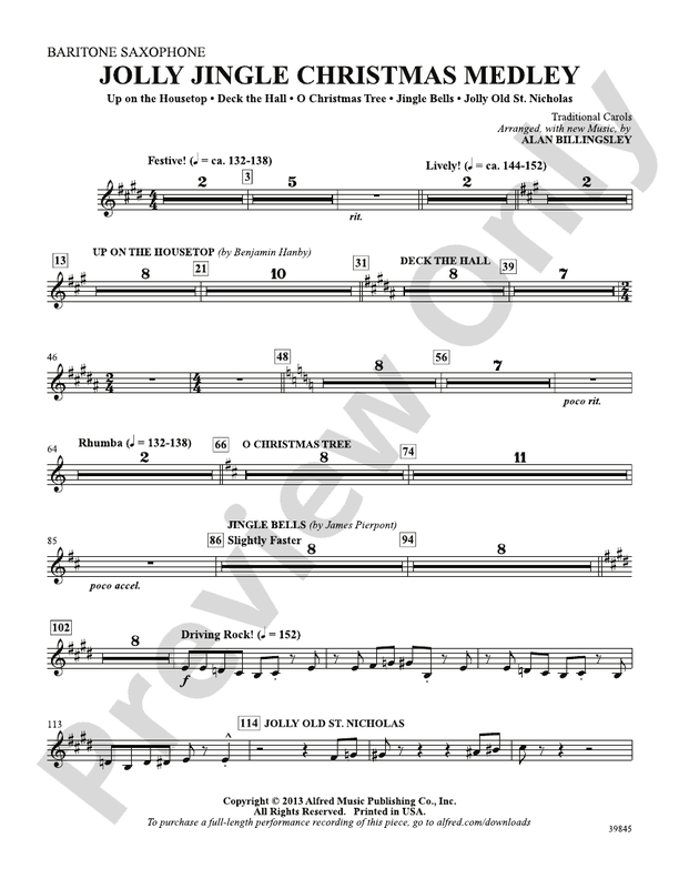 Jolly Jingle Christmas Medley: E-flat Baritone Saxophone: E-flat Baritone Saxophone Part ...