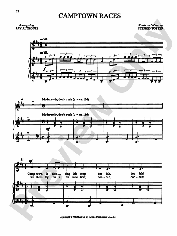 Camptown Races - Piano/Vocal Solo (Medium High): Voice: Stephen Foster ...