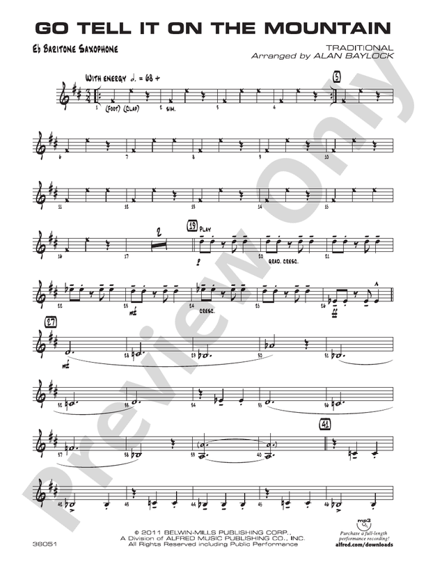 Go Tell It on the Mountain: E-flat Baritone Saxophone: E-flat Baritone Saxophone Part - Digital ...