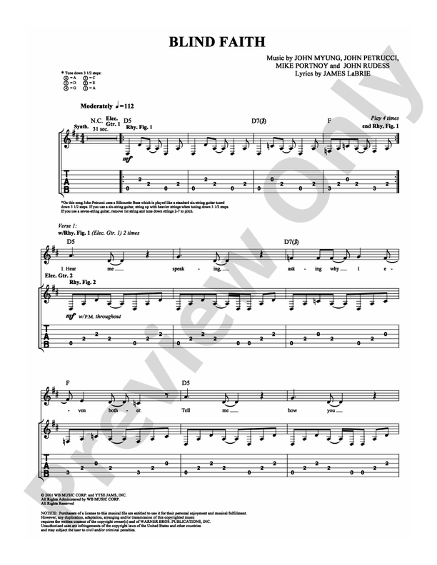 Blind Faith: Guitar TAB: Dream Theater - Digital Sheet Music Download