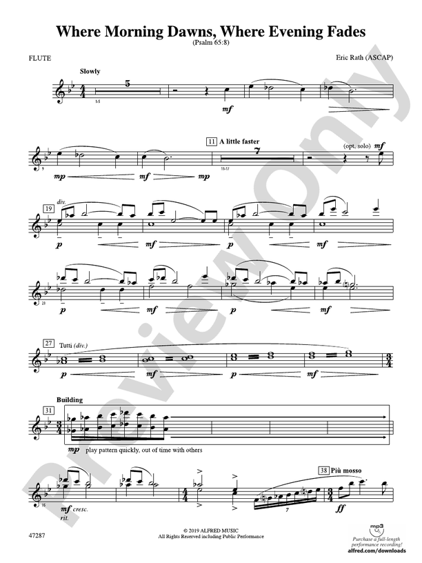 Where Morning Dawns, Where Evening Fades: Flute: Flute Part - Digital ...
