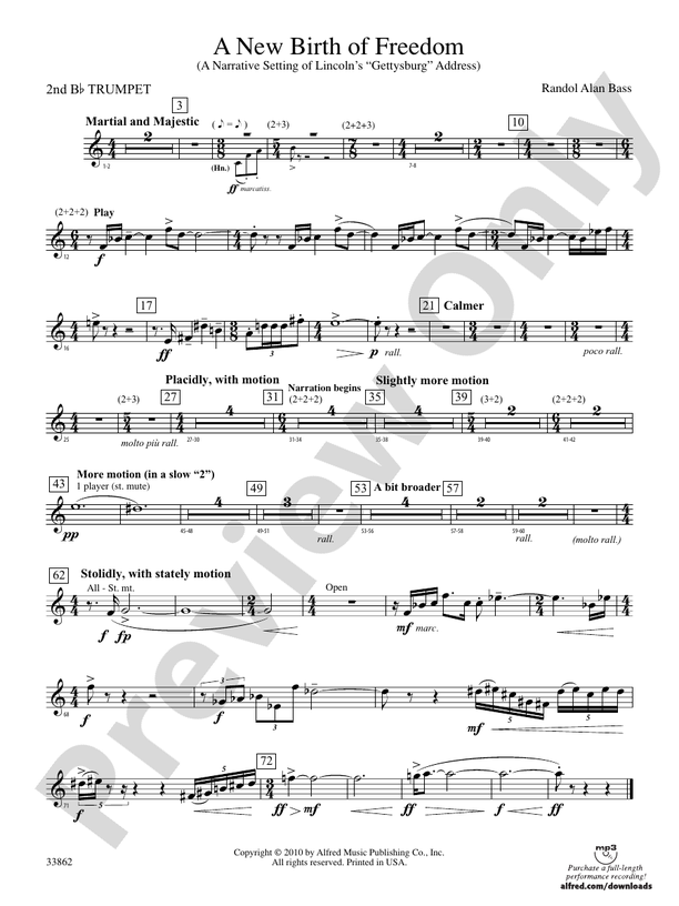 A New Birth of Freedom: 2nd B-flat Trumpet: 2nd B-flat Trumpet Part - Digital Sheet Music Download
