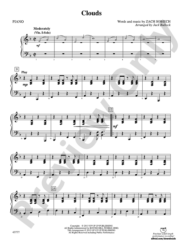 Clouds: Piano Accompaniment: Piano Accompaniment Part - Digital Sheet ...
