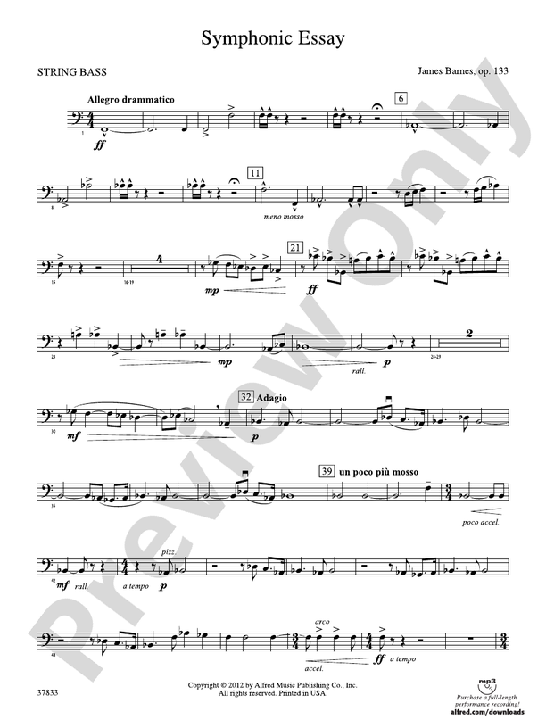 Symphonic Essay: String Bass: String Bass Part - Digital Sheet Music ...