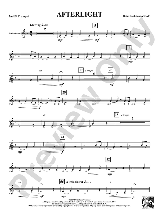 Afterlight: 2nd B-flat Trumpet: 2nd B-flat Trumpet Part: Brian Bankston - Digital Sheet Music ...