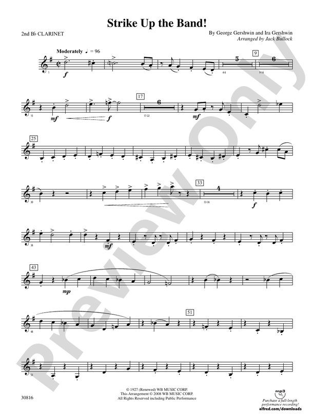 Strike Up the Band: 2nd B-flat Clarinet: 2nd B-flat Clarinet Part ...