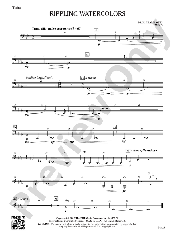 Rippling Watercolors: Tuba: Tuba Part: Brian Balmages - Digital Sheet ...