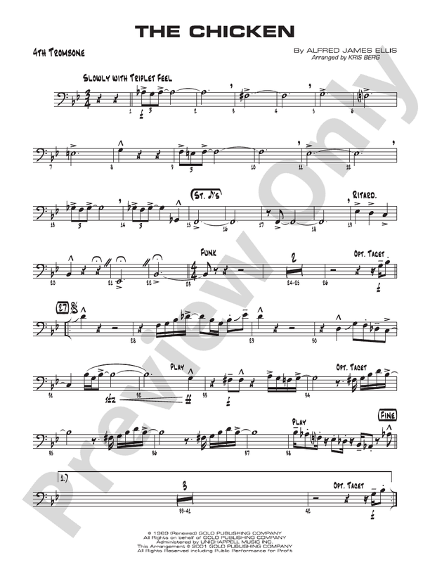 The Chicken: 4th Trombone: 4th Trombone Part - Digital Sheet Music Download