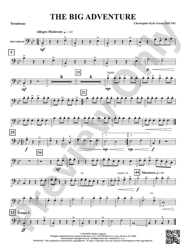 The Big Adventure: 1st Trombone: 1st Trombone Part: Christopher Kyle ...