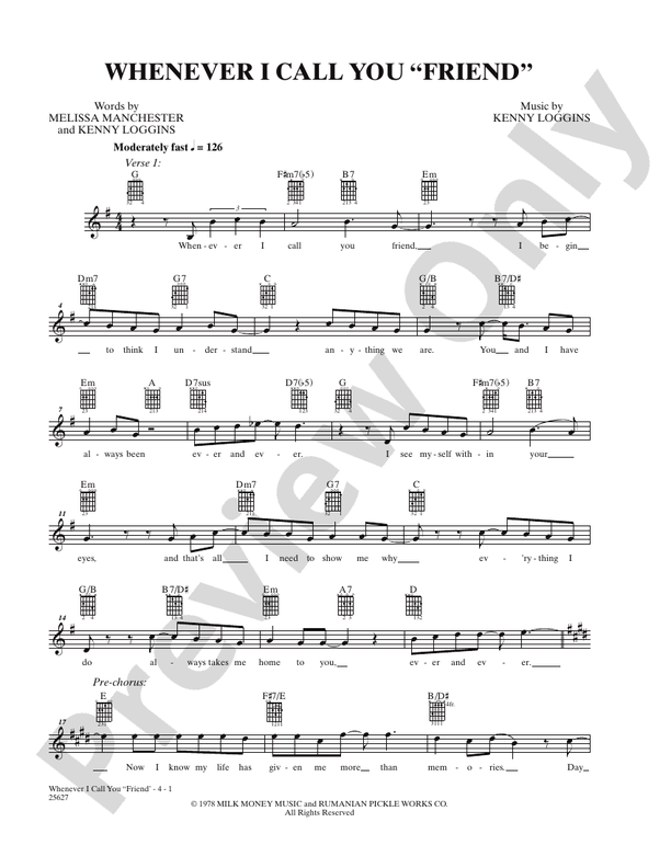Whenever I Call You "Friend": Guitar: Kenny Loggins - Digital Sheet ...