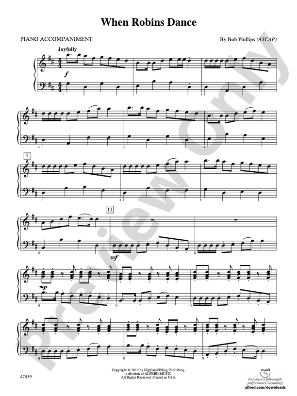 When Robins Dance: Piano Accompaniment: Piano Accompaniment Part ...