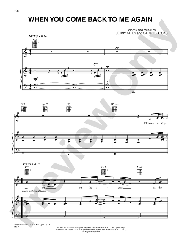 When You Come Back To Me Again Piano Vocal Chords Garth Brooks When You Come Back To Me Again Piano Vocal Chords Garth Brooks