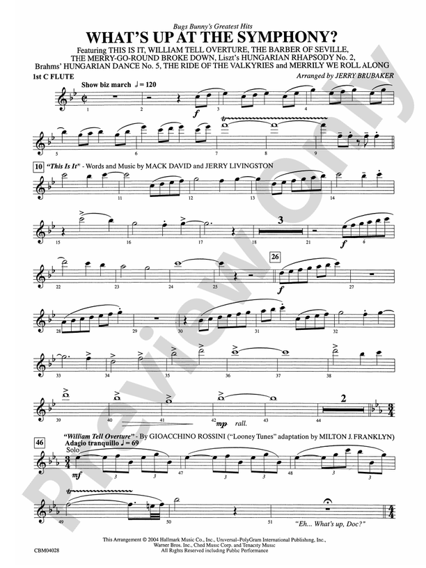 What's Up at the Symphony? Bugs Bunny's Greatest Hits (Medley): Flute ...